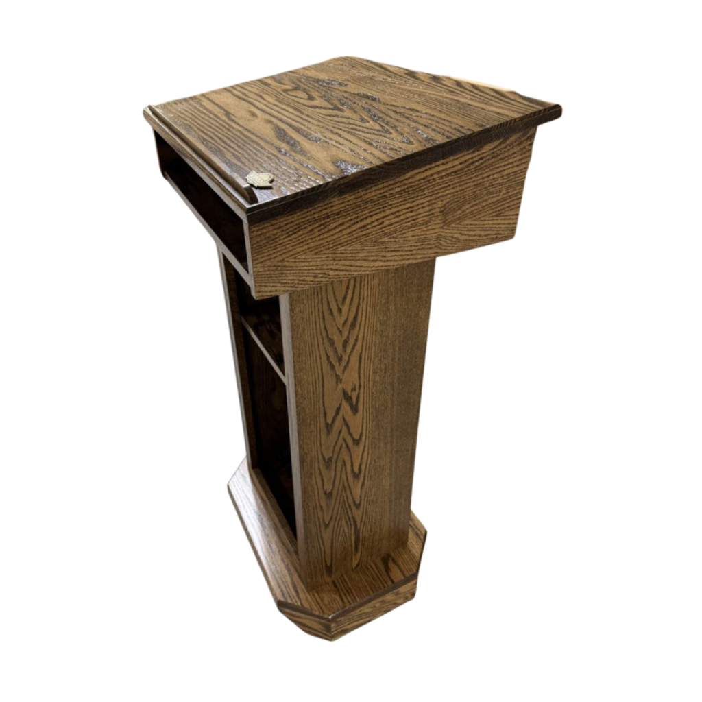 Senator Lectern – Solid Red Oak Wood Podium