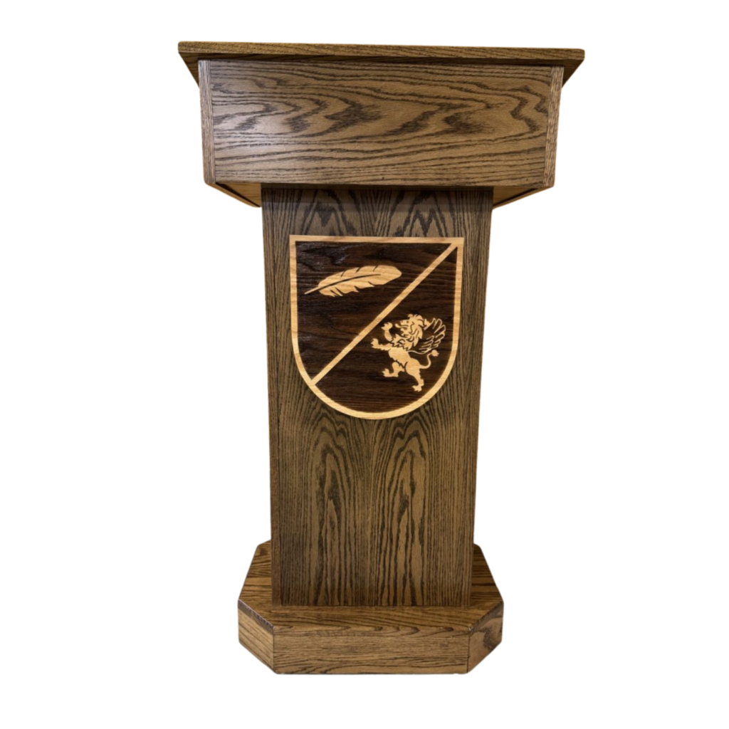 Senator Lectern – Solid Red Oak Wood Podium
